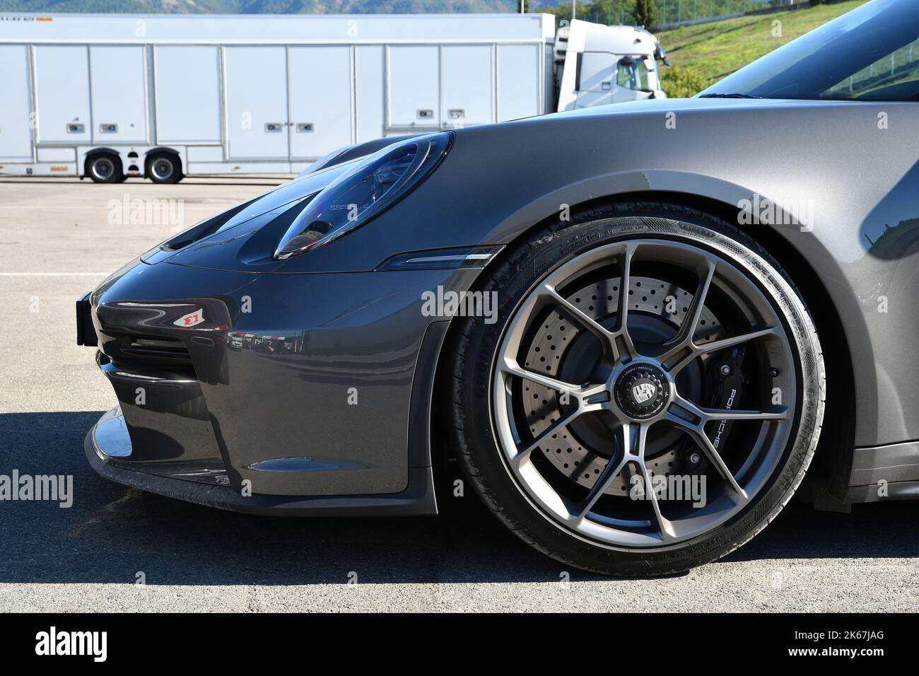 Mugello Circuit, Italy 23 September 2022: Detail of alloy wheel of a ...