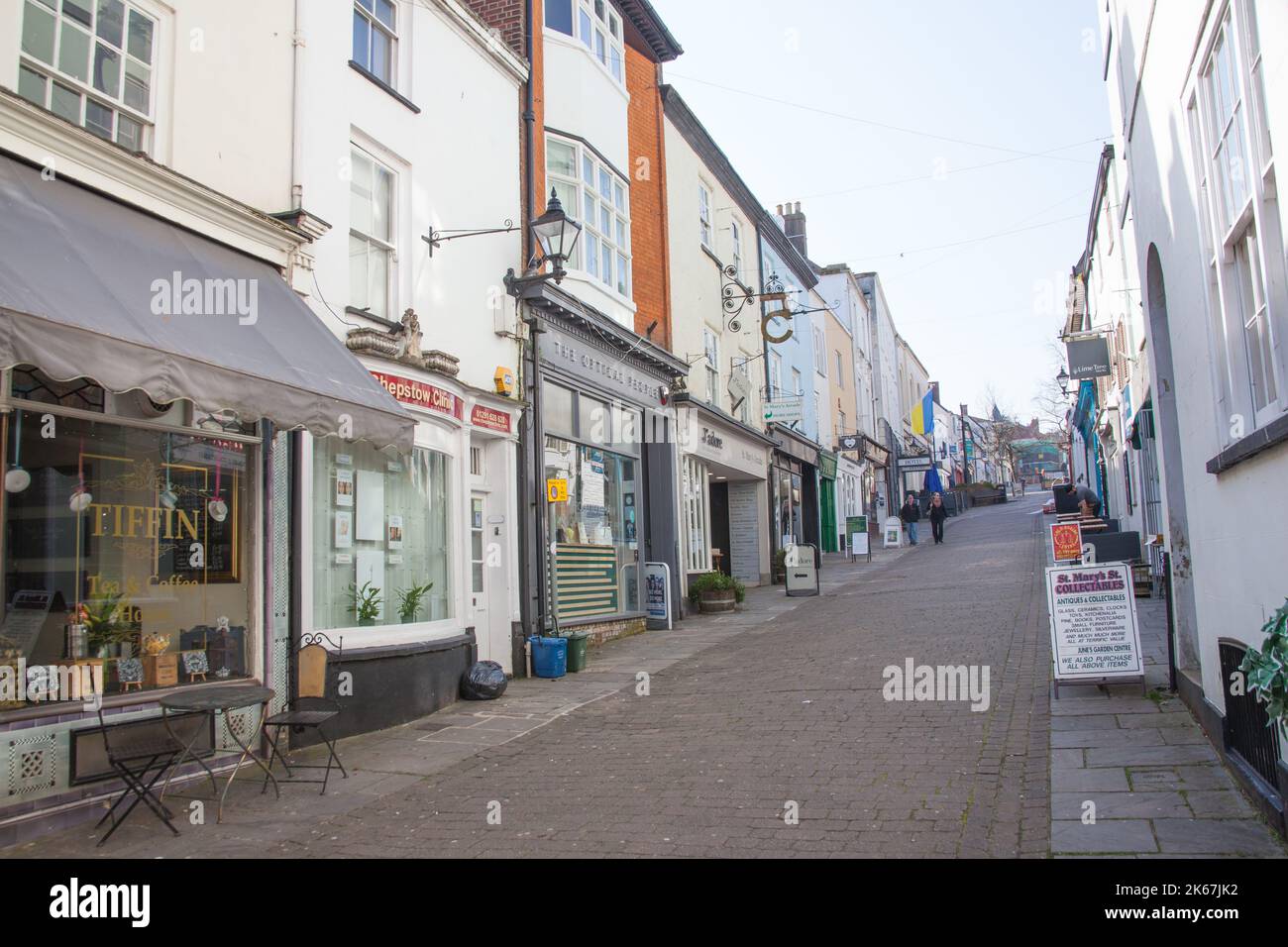 Views of Chepstow town centre, in Monmouthshire in Wales in the UK ...