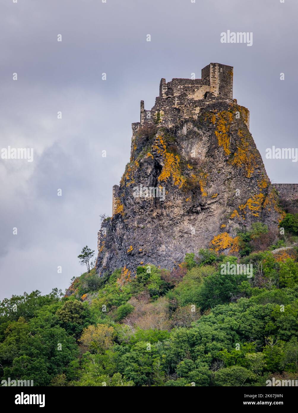 View on the medieval village of Rochemaure and its fortress in the ...