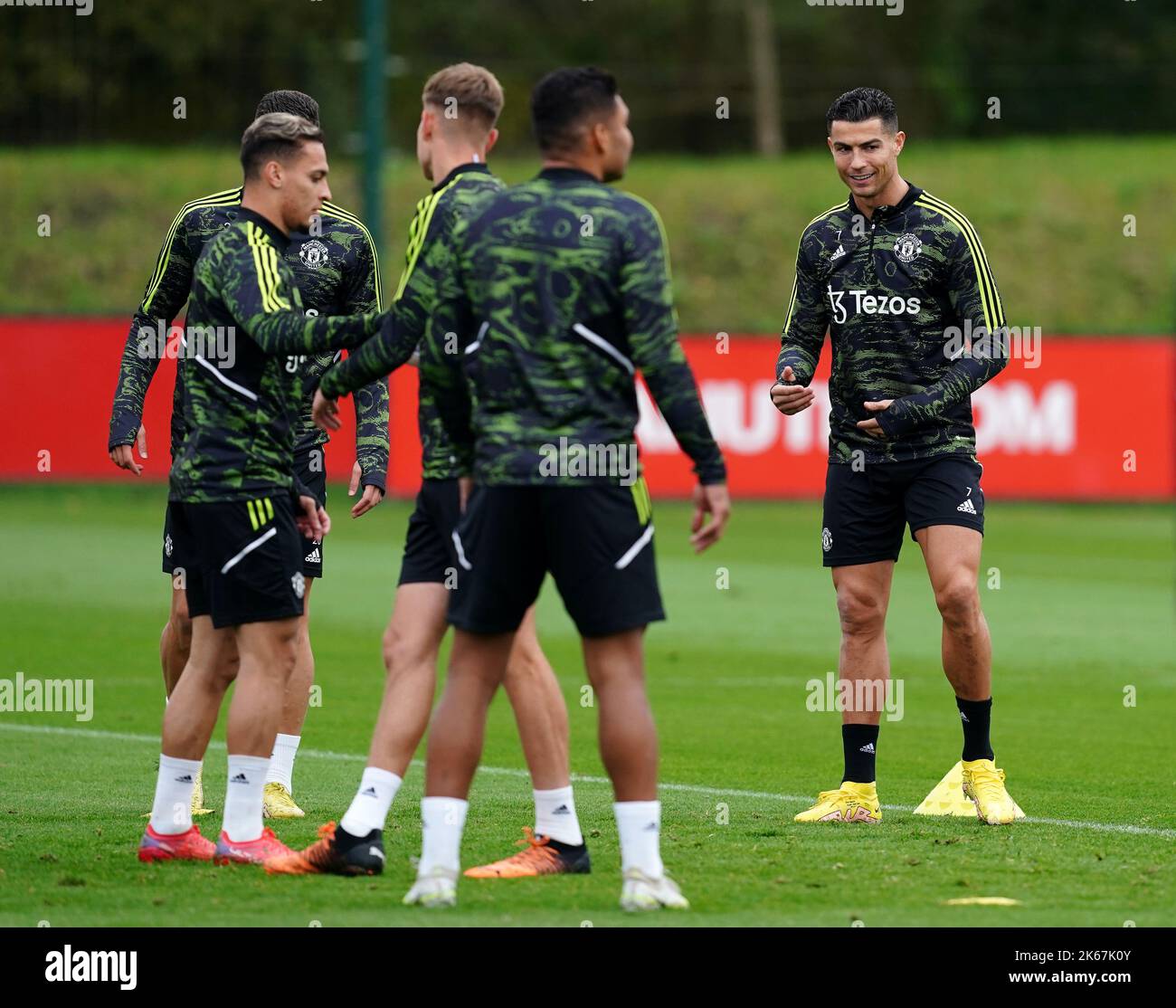 Manchester United's Cristiano Ronaldo (right) during a training session ...