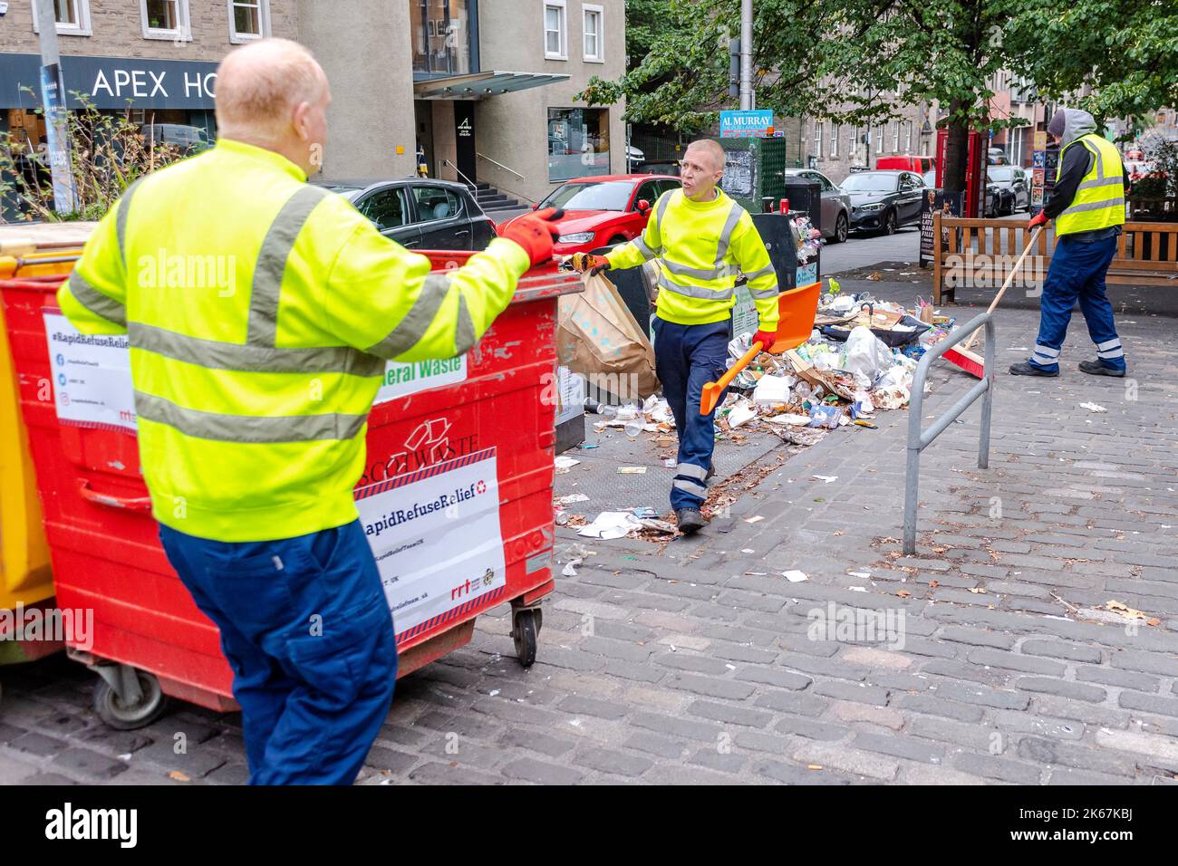 Refuse workers start to clean Edinburgh's Grassmarket after being on ...
