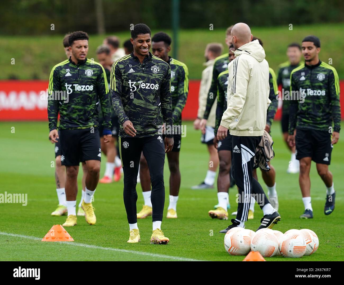 Manchester United's Marcus Rashford (centre) during a training session ...