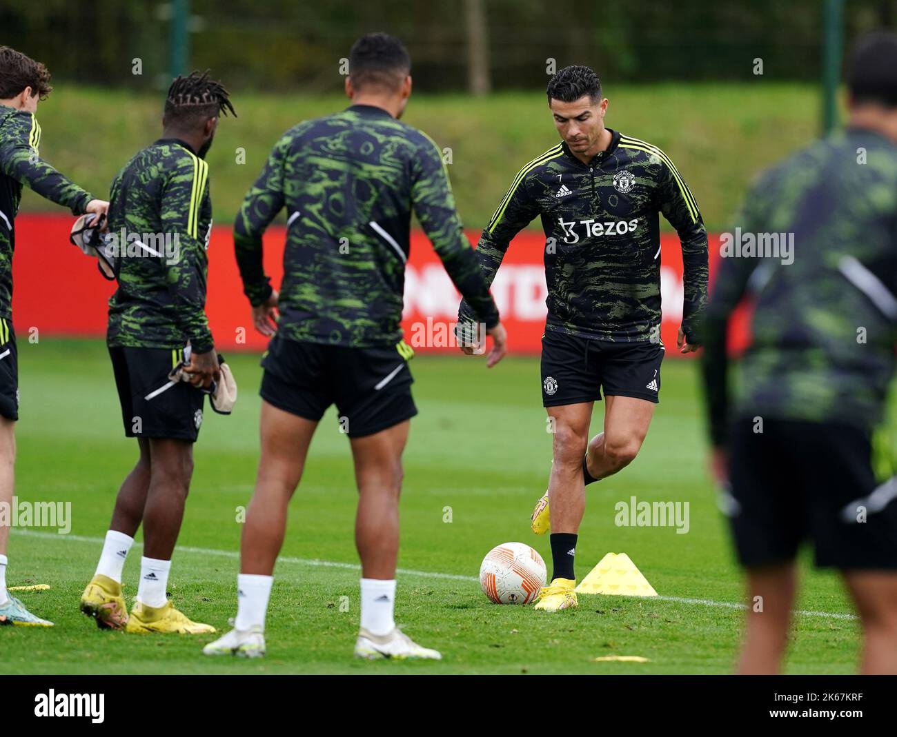 Manchester United's Cristiano Ronaldo (right) during a training session ...