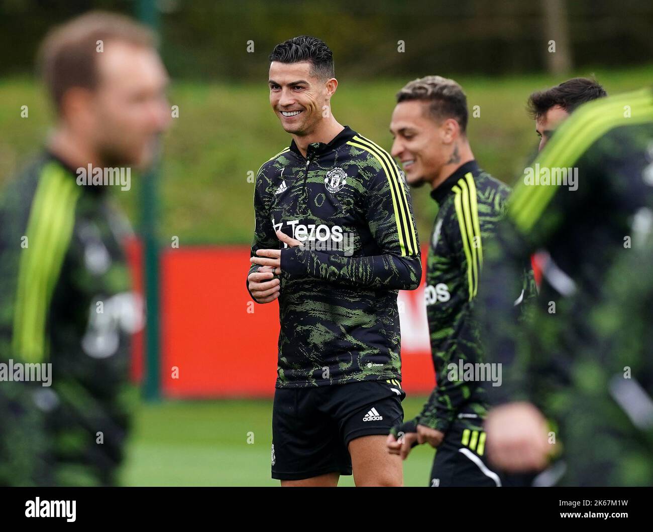 Manchester United's Cristiano Ronaldo (centre) during a training ...