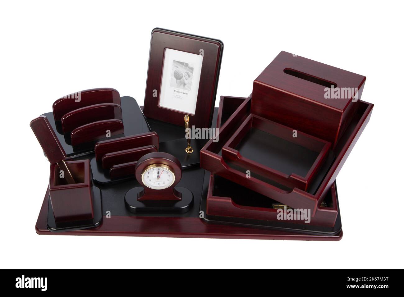 A closeup of an office table set isolated on white background Stock ...