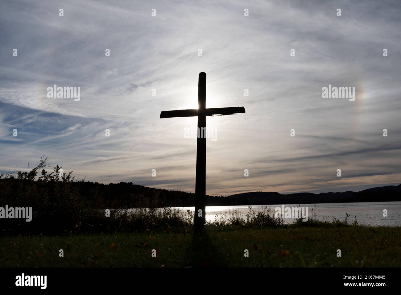 Cross at Church of the Transfiguration, Blue Mountain Lake, Adirondacks ...