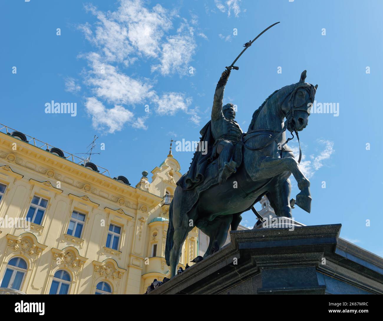 A close-up shot of the statue of Ban Josip Jelacic in Ban Josip Jelacic ...