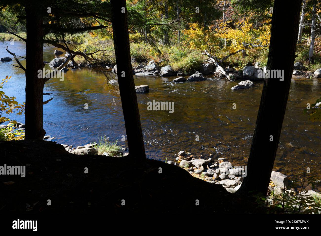 Mountain river, fall foliage, Adirondacks, New York Stock Photo - Alamy