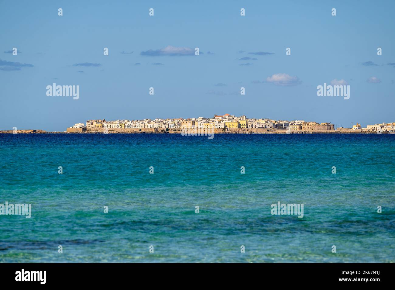 The old town of Gallipoli viewed across the bay from one of the beaches ...