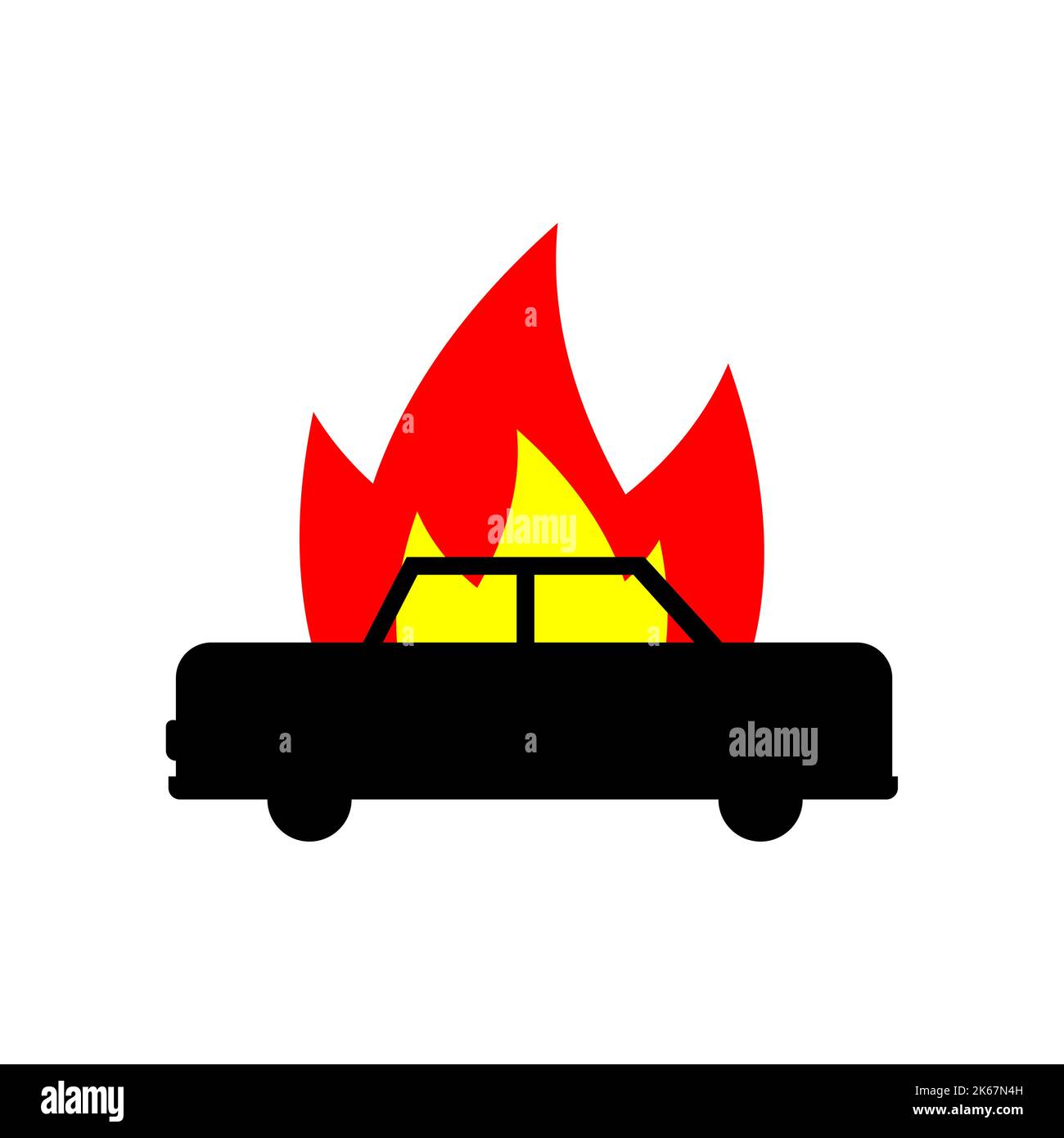 Burning car isolated. Car is on fire. Vector illustration Stock Vector ...