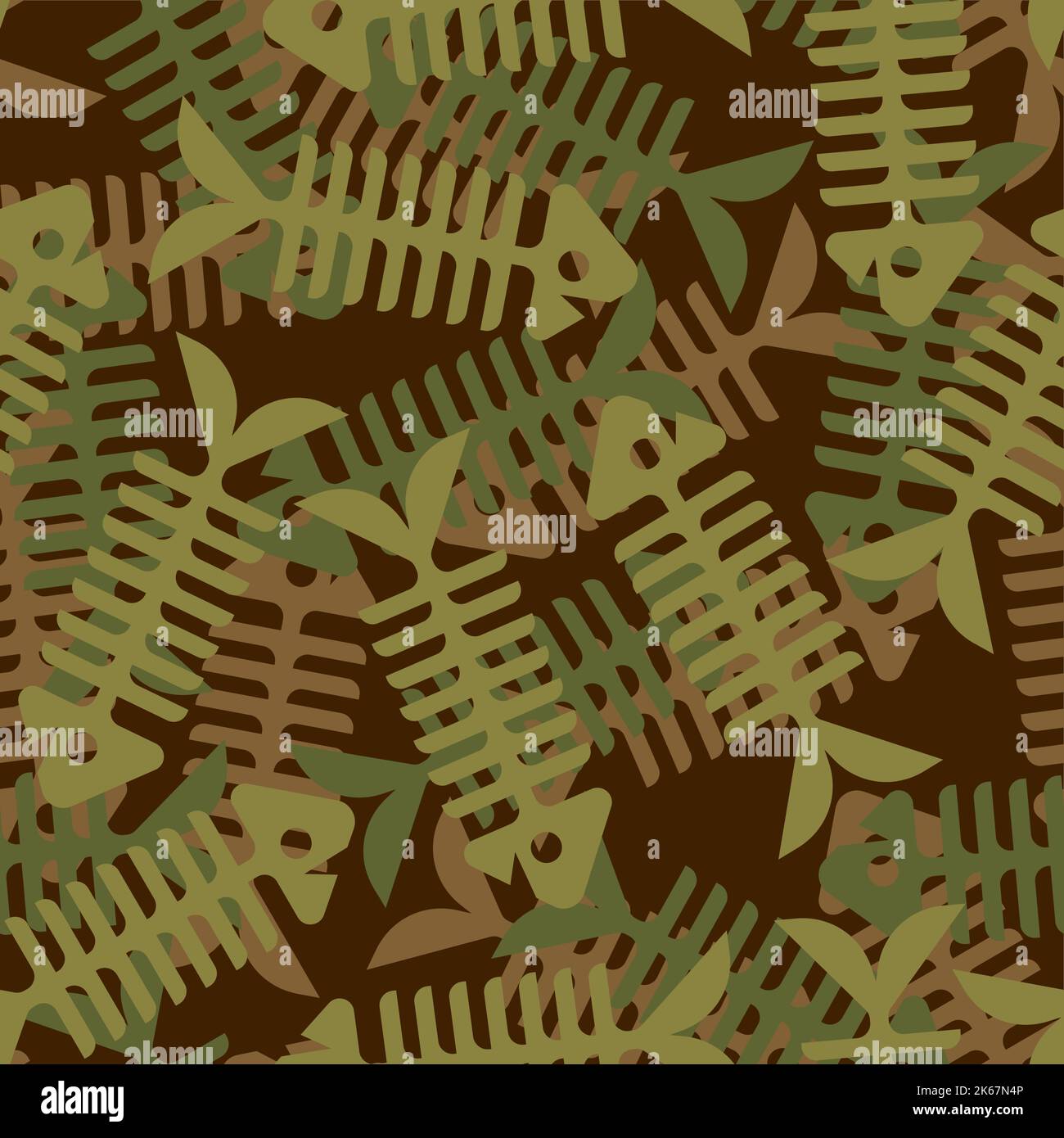 Fish skeleton army Pattern seamless. military Fish bones Background ...