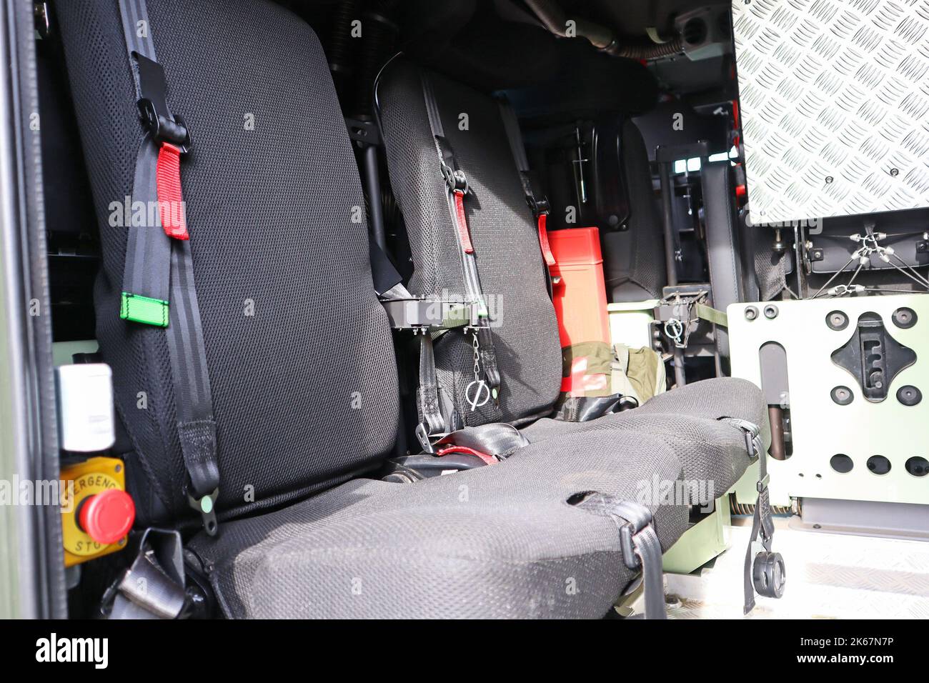 Back seats of a military vehicle Stock Photo - Alamy
