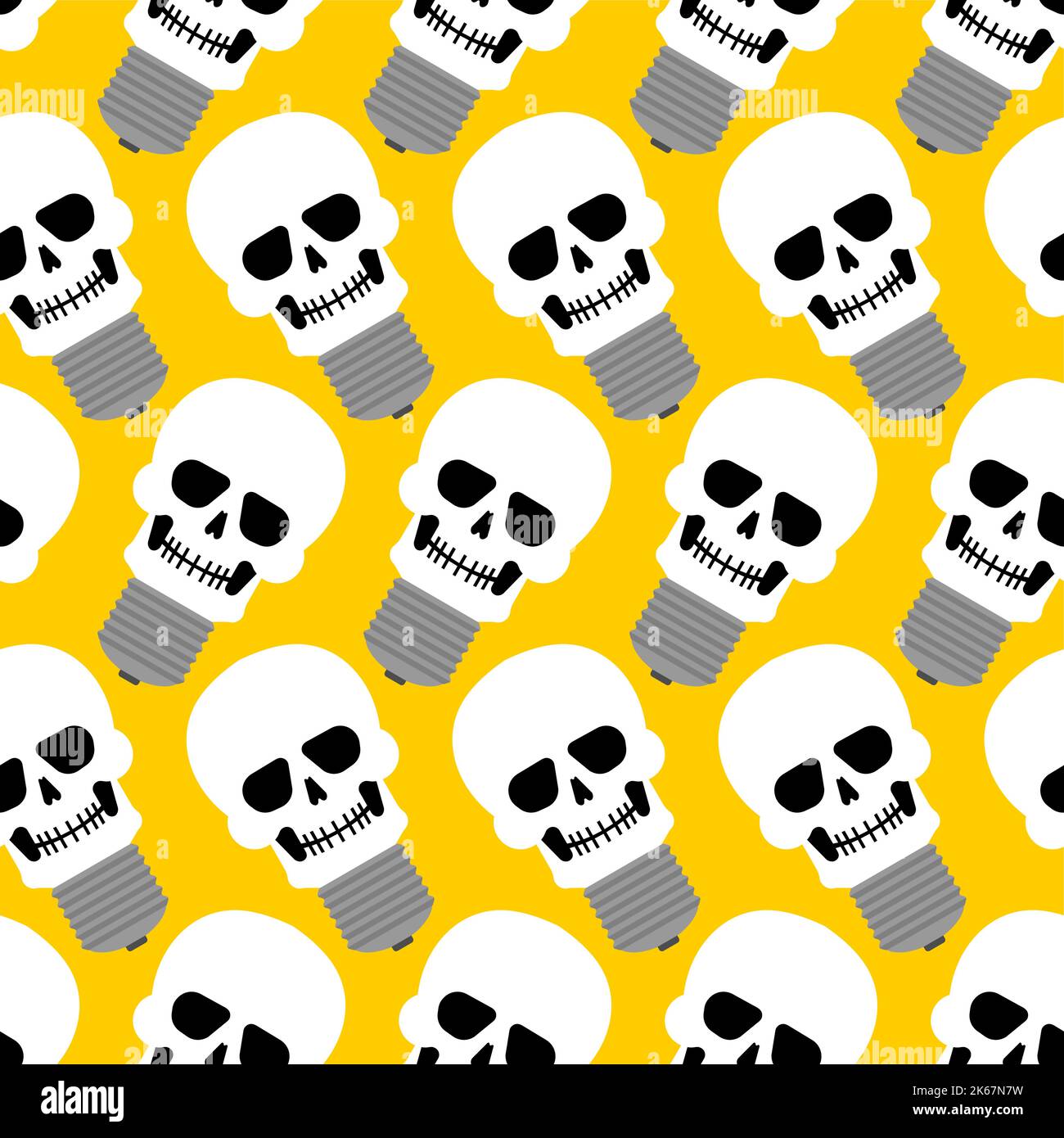 Skull light bulb Pattern seamless. Concept dead idea Background. Vector ...