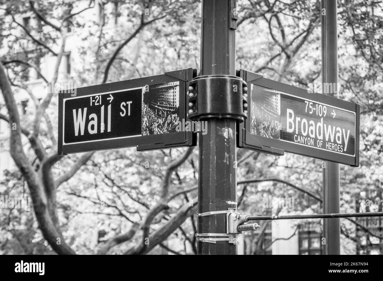 Broadway street sign in New York City USA, black and white Stock Photo ...