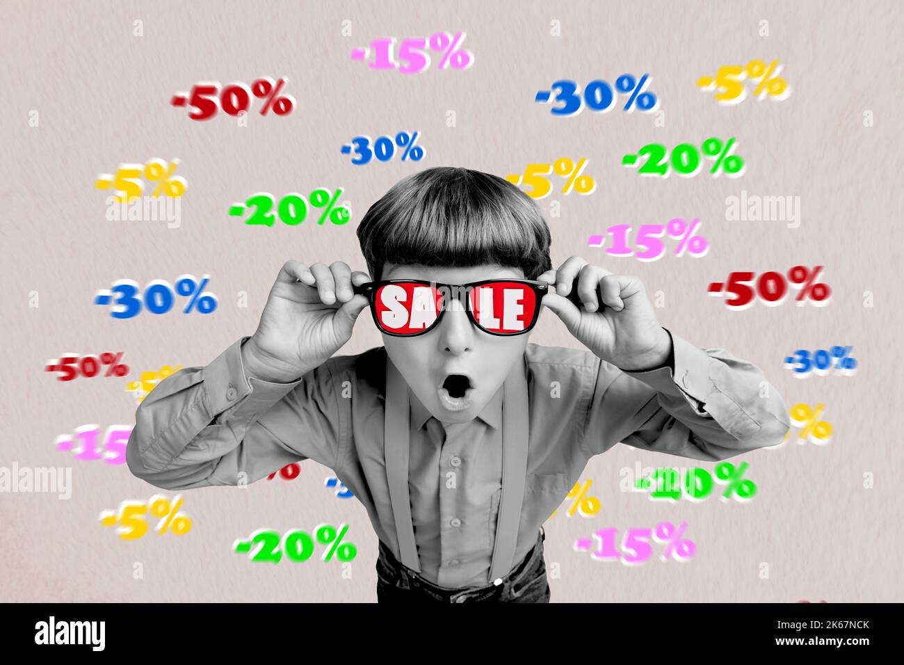 Creative photo 3d collage artwork poster postcard of surprised funny ...