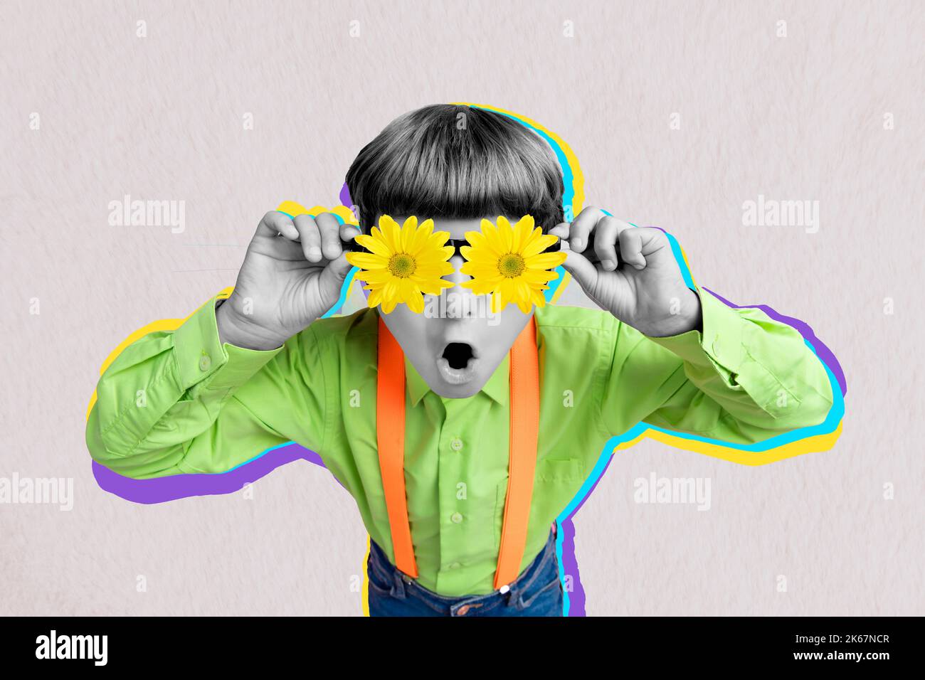 Creative photo 3d collage artwork poster postcard of surprised funny ...