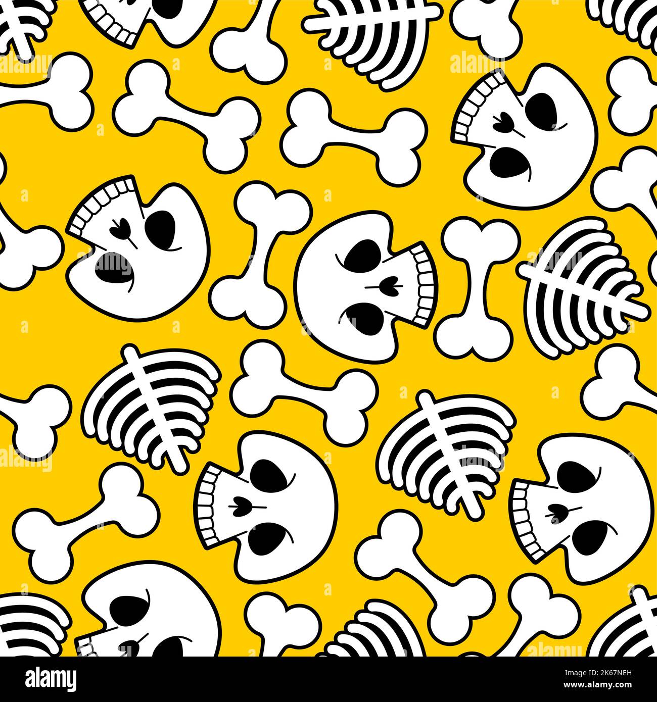 Skull cartoon Pattern seamless. funny skeleton Background. bone texture ...