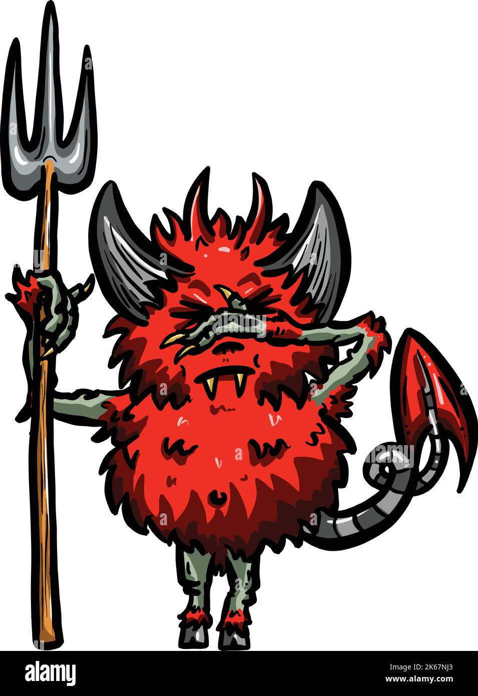 Cute Little Red Devil Cartoon Character in Vector Stock Vector Image ...