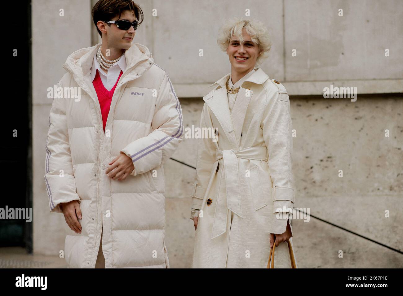 Street style, Thomas Rossier and Lenny Izaguire arriving at EENK Spring ...