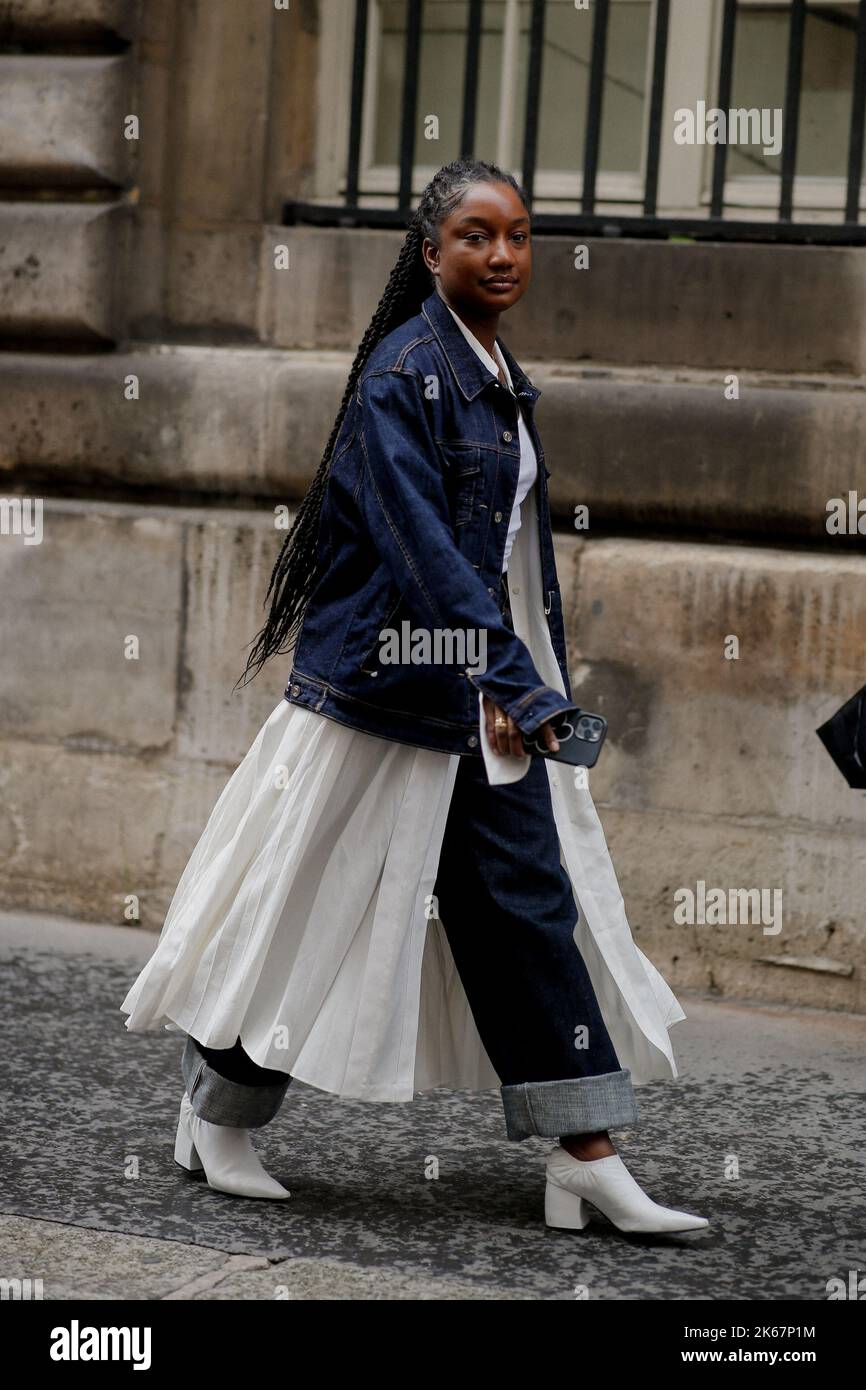 Street style, Telsha Anderson Boone arriving at Cecilie Bahnsen Spring ...