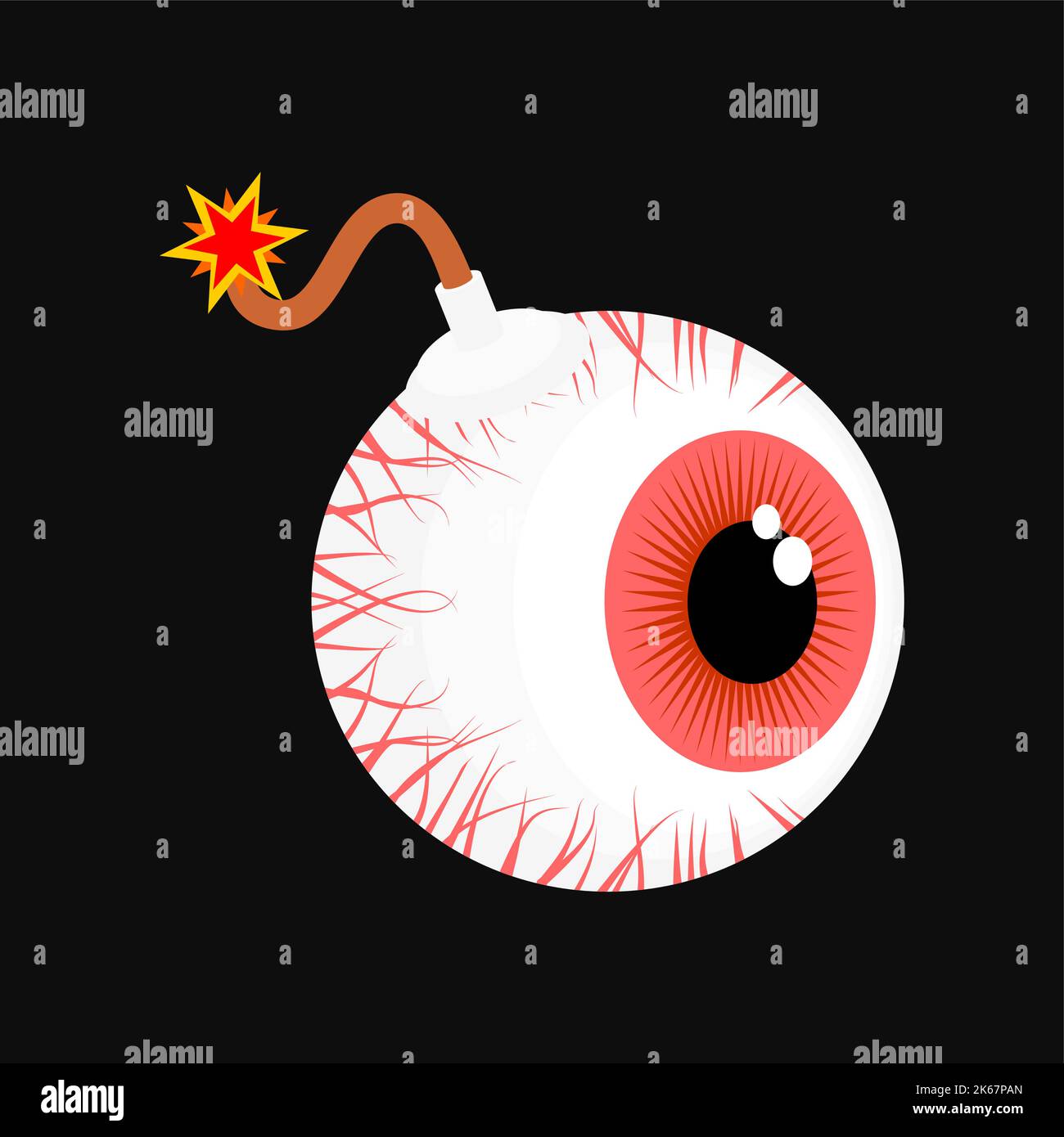 Bomb eyeball. Eye explosive projectile. Vector illustration Stock ...