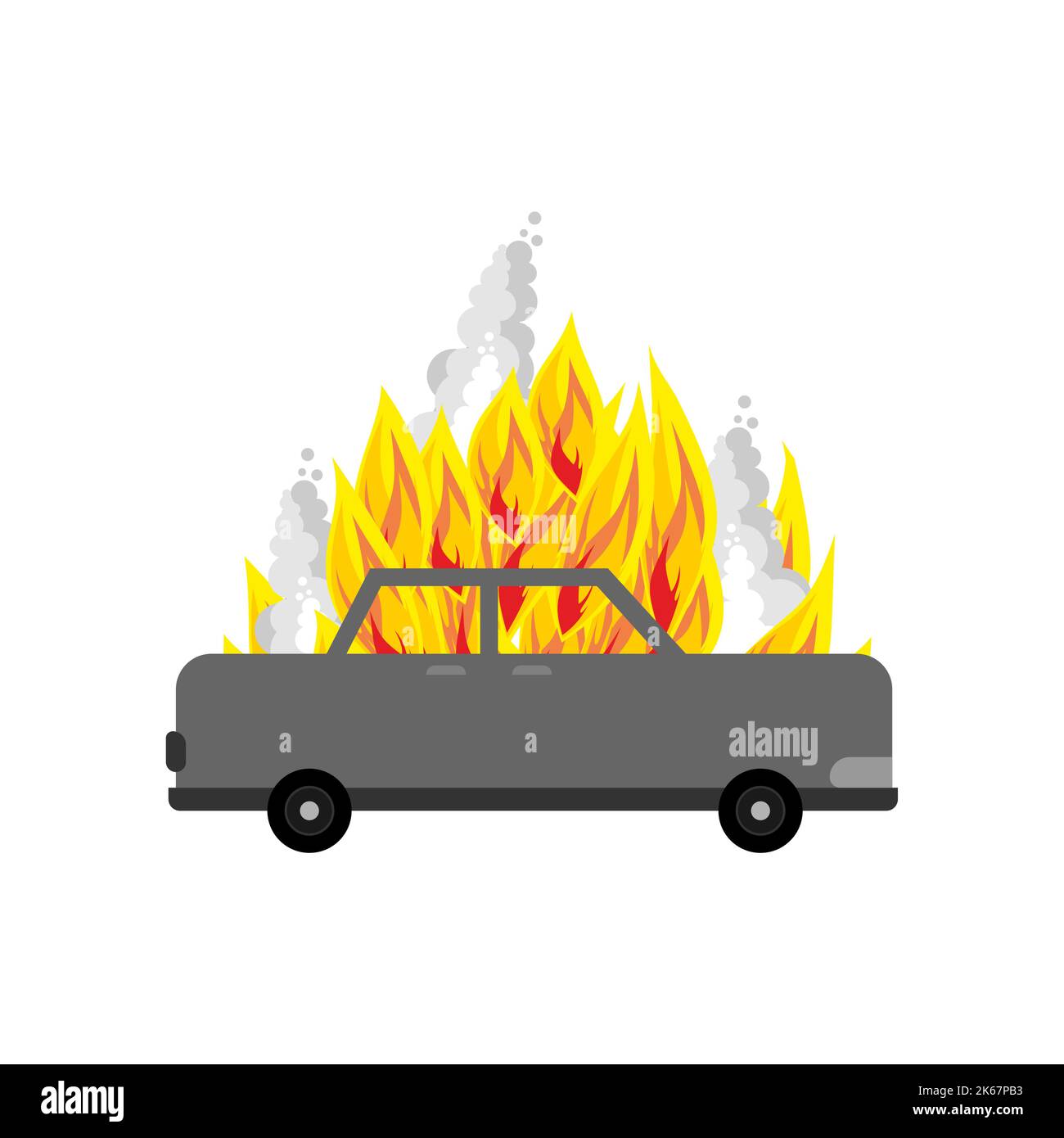 Burning car isolated. Car is on fire. Vector illustration Stock Vector ...