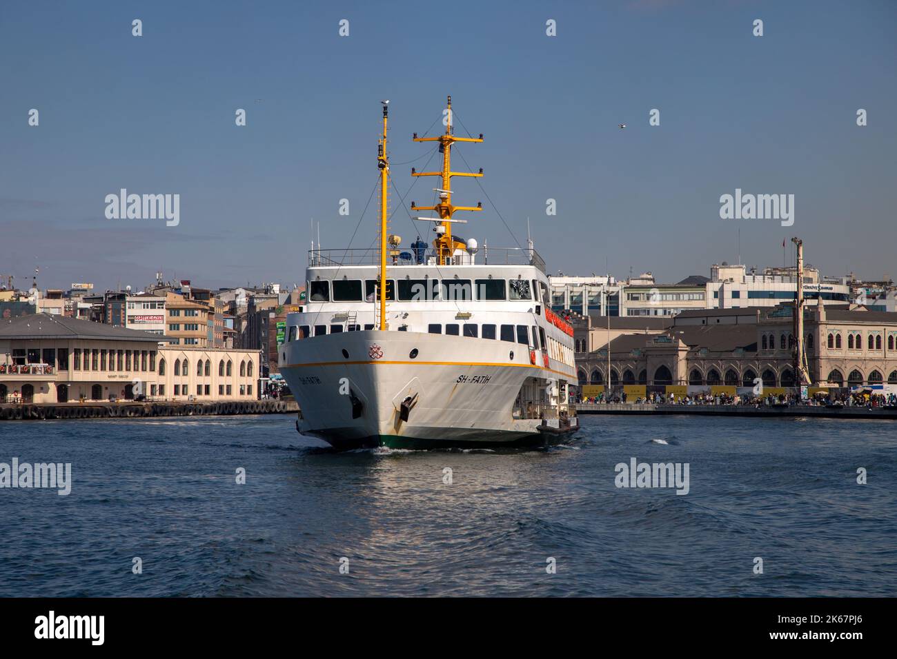 Istanbul,Turkey - 4-14-2022:The symbol of Istanbul, the ferry, docks at ...