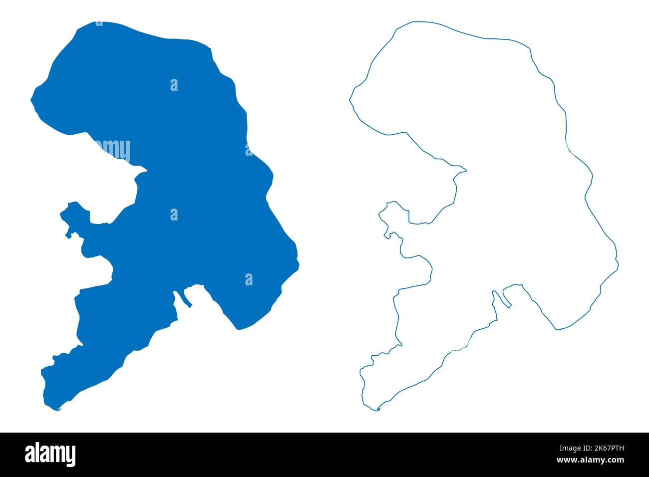 Lake Great Prespa (North Macedonia, Albania, Greece) map vector ...