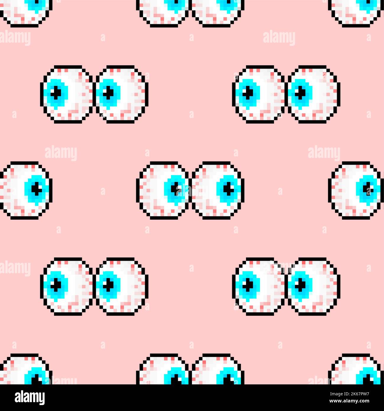 Eyeball Pixel art Pattern seamless . 8 bit Round eye Background ...