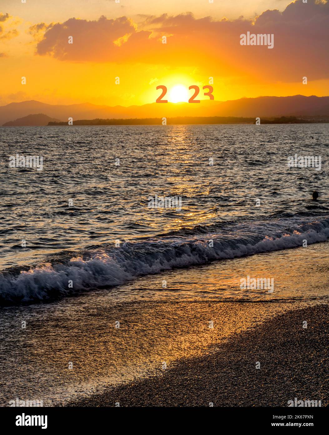 Happy New Year 2023 anniversary. Transition from 2022 to 2023 concept ...