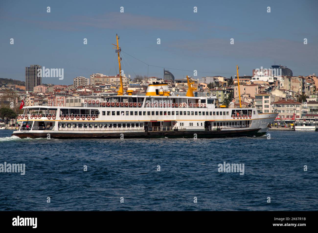 Istanbul,Turkey - 4-14-2022:The symbol of Istanbul, the ferry, docks at ...