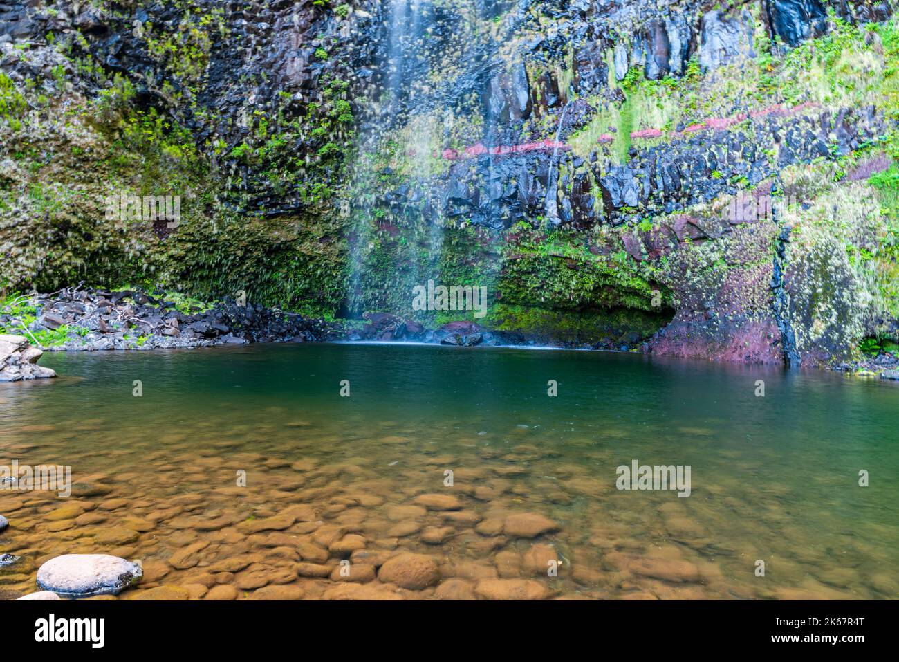 Lagoa do Vento lake with waterfall above in Madeira Stock Photo - Alamy