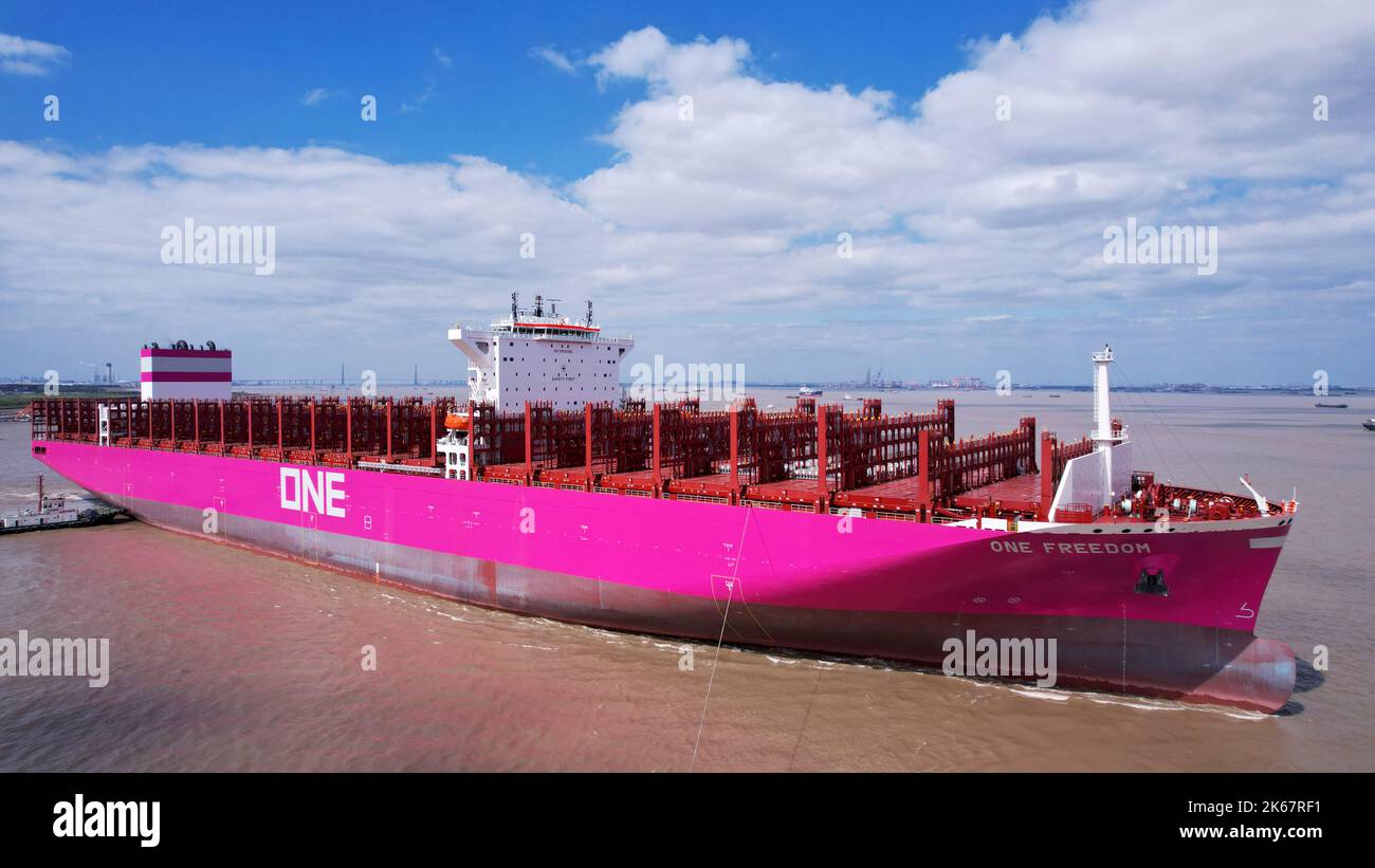 SUZHOU, CHINA - OCTOBER 12, 2022 - The "ONE FREEDOM" container ship ...