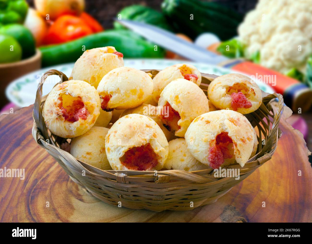 Breakfast with stuffed cheese bread, pao de queijo Stock Photo - Alamy