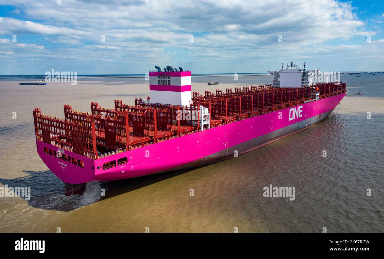 SUZHOU, CHINA - OCTOBER 12, 2022 - The "ONE FREEDOM" container ship ...