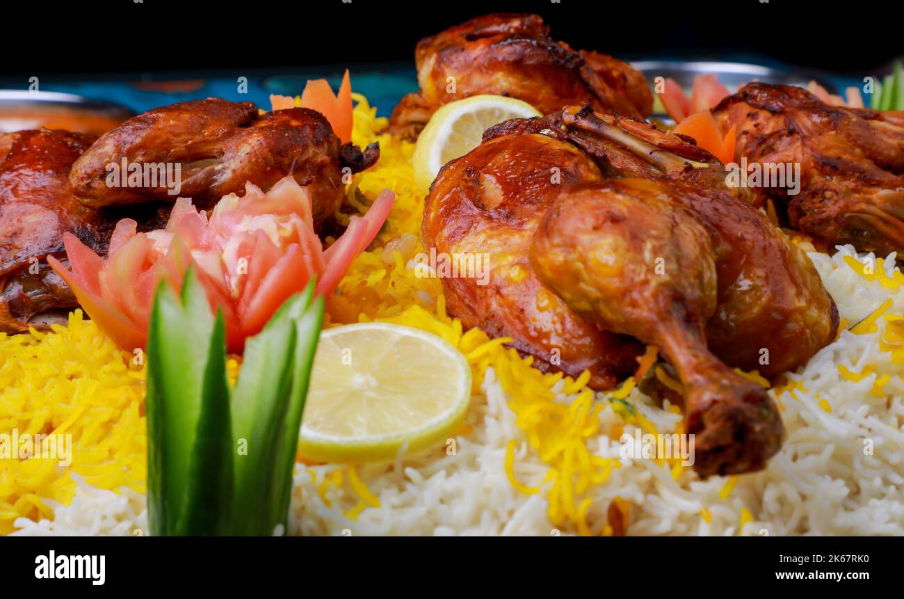 Arabian Roasted Full Chicken Biryani Stock Photo - Alamy