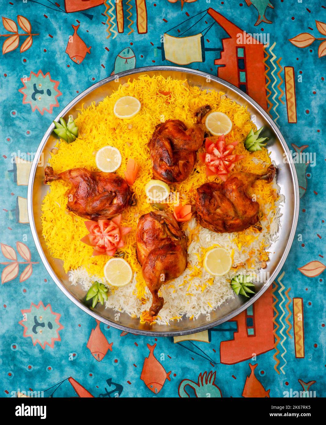 Arabian Roasted Full Chicken Biryani Stock Photo - Alamy