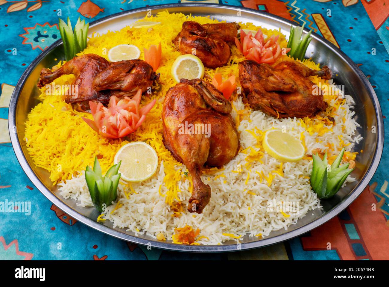 Arabian Roasted Full Chicken Biryani Stock Photo - Alamy
