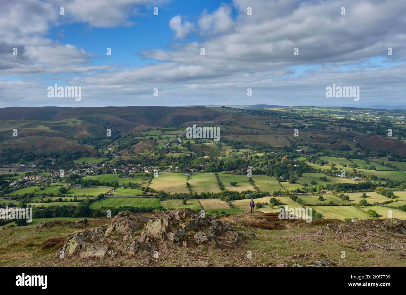 All Stretton and the Long Mynd seen from near the summit of Caer ...