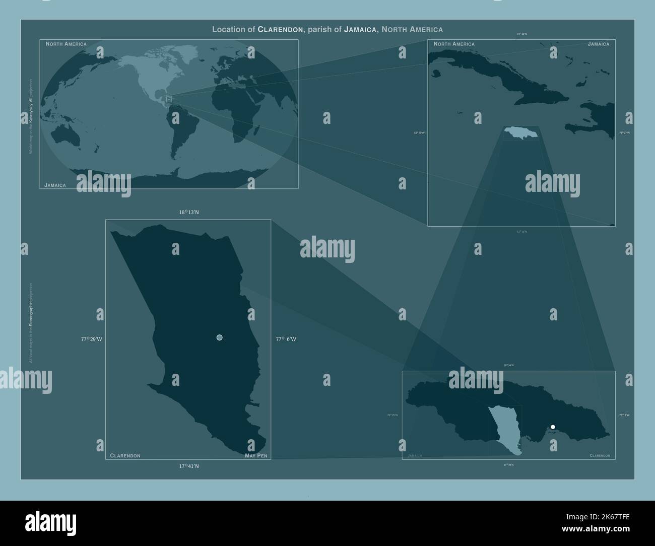 Clarendon, parish of Jamaica. Diagram showing the location of the ...