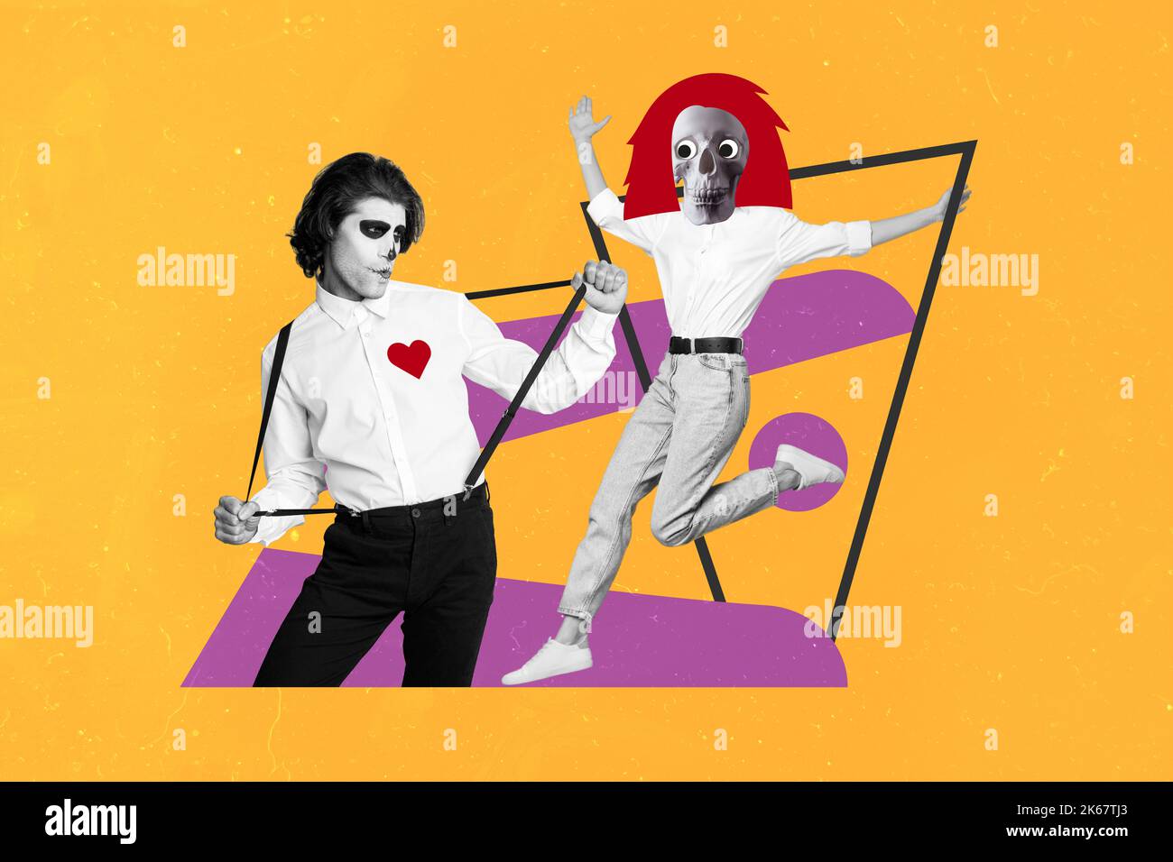 Collage portrait of mexican black white gamma guy dead girlfriend ...