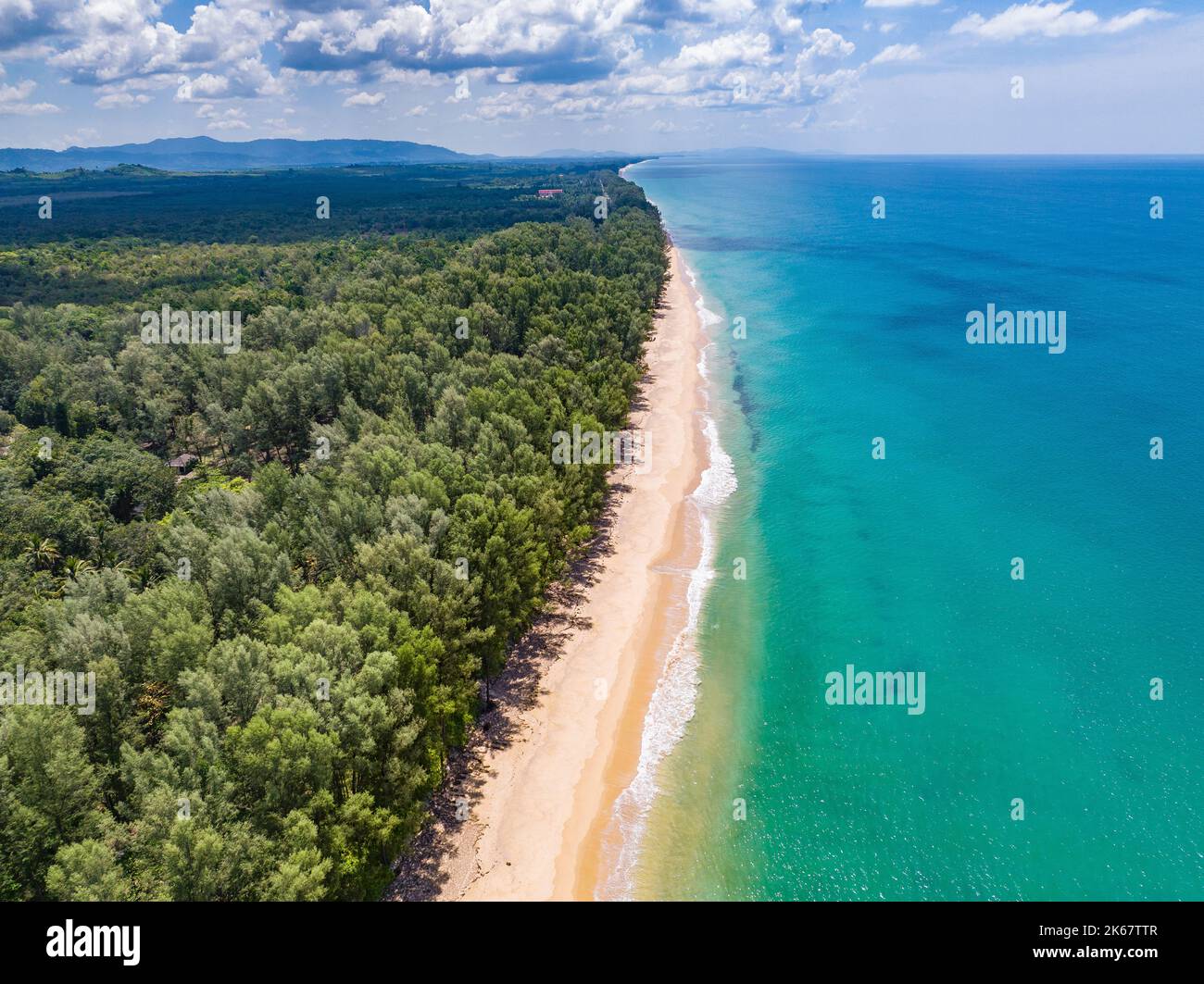 Aerial view of Khao Lampi Hat Thai Mueang National Park in Khao Lak ...