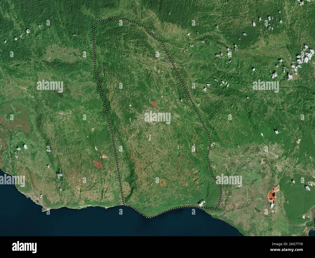 Manchester, parish of Jamaica. Low resolution satellite map Stock Photo ...