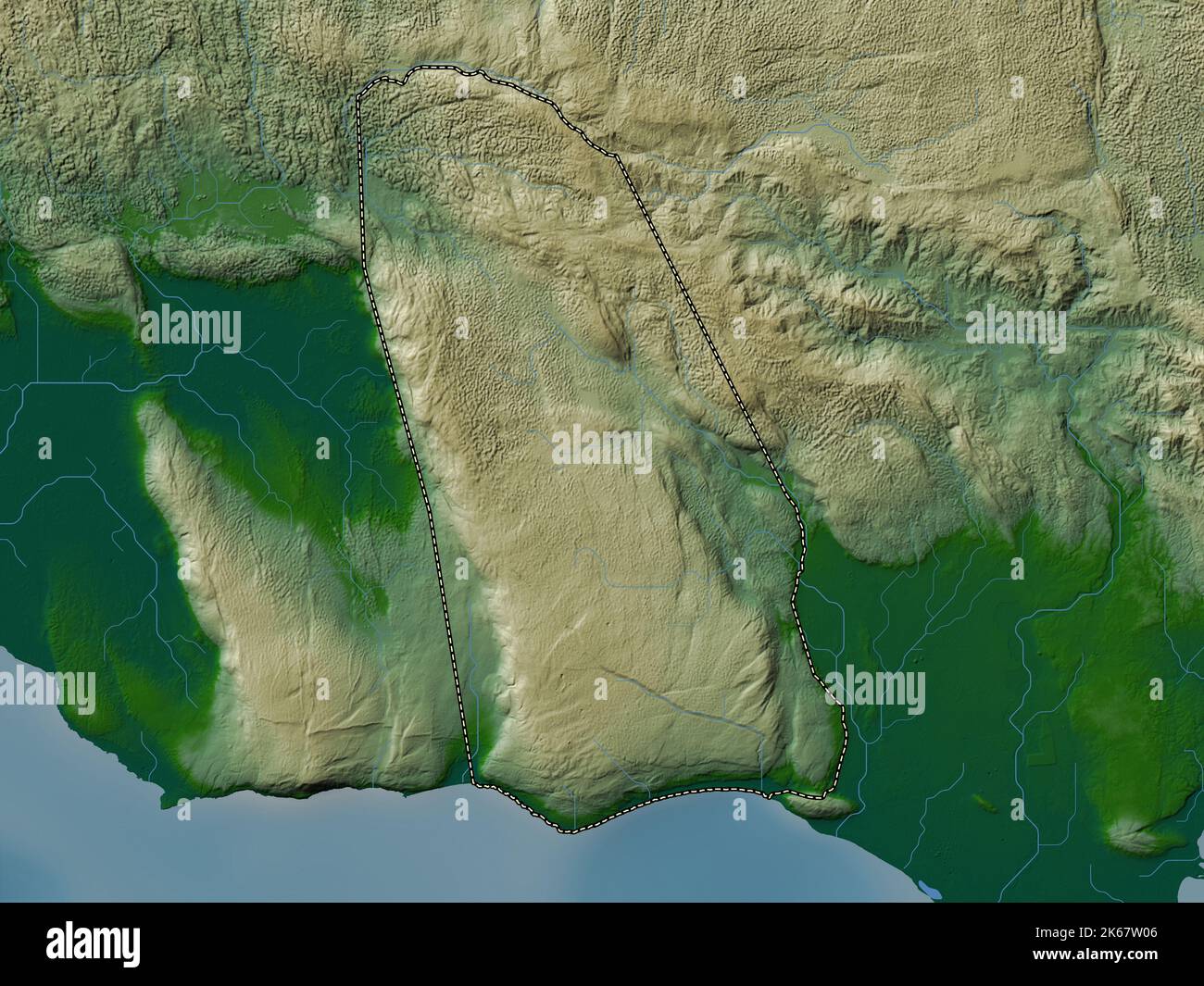 Manchester, parish of Jamaica. Colored elevation map with lakes and ...
