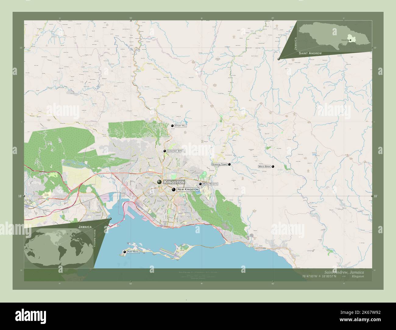 Saint Andrew, parish of Jamaica. Open Street Map. Locations and names ...