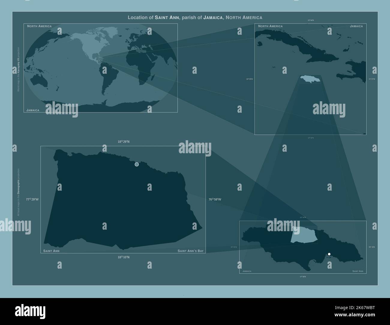 Saint Ann, parish of Jamaica. Diagram showing the location of the ...