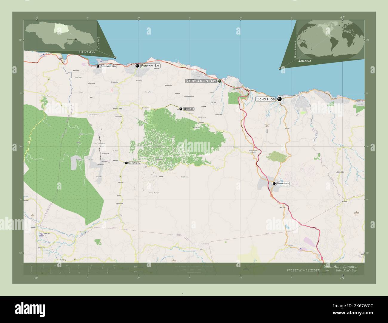 Saint Ann, parish of Jamaica. Open Street Map. Locations and names of ...