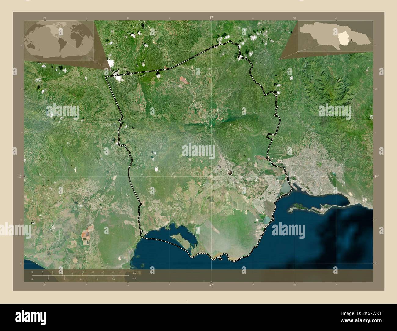 Saint Catherine, parish of Jamaica. High resolution satellite map ...