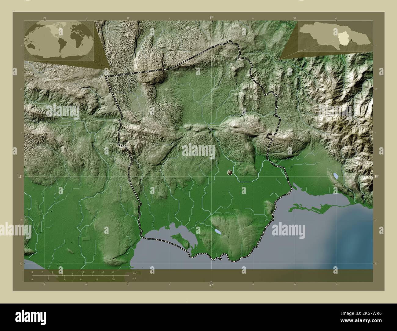 Saint Catherine, parish of Jamaica. Elevation map colored in wiki style ...