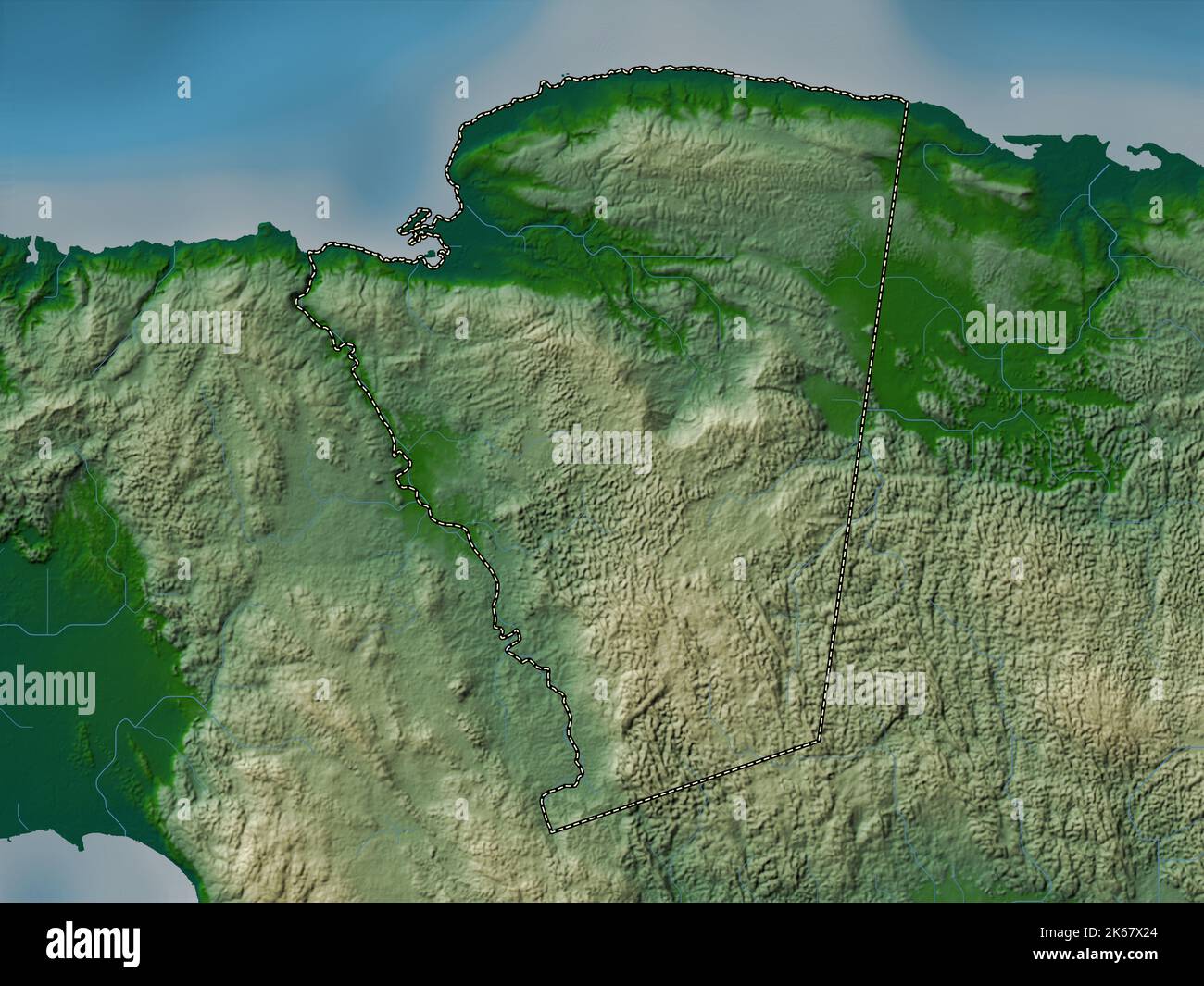 Saint James, parish of Jamaica. Colored elevation map with lakes and ...